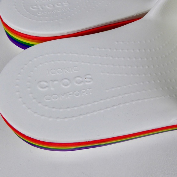 CROCS | Shoes | Crocs Crocband 2 Rainbow Slides Sandals Nwt Relax ...